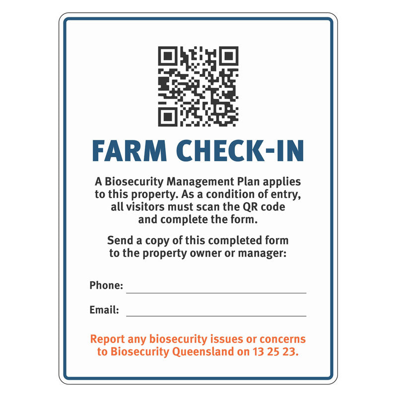 QLD Farm Check-In Biosecurity Sign | QR Code | SafetySigns ...