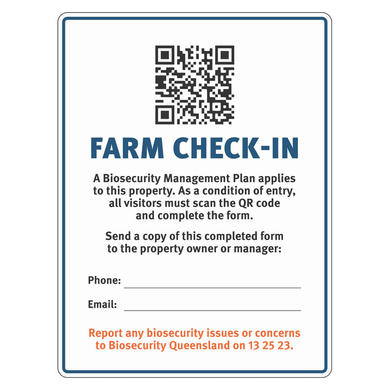 QLD Farm Check-In Biosecurity Sign | QR Code | SafetySigns ...