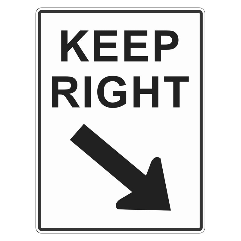 Traffic Sign - Keep Right 450x600mm Class 1 Reflective Aluminium ...