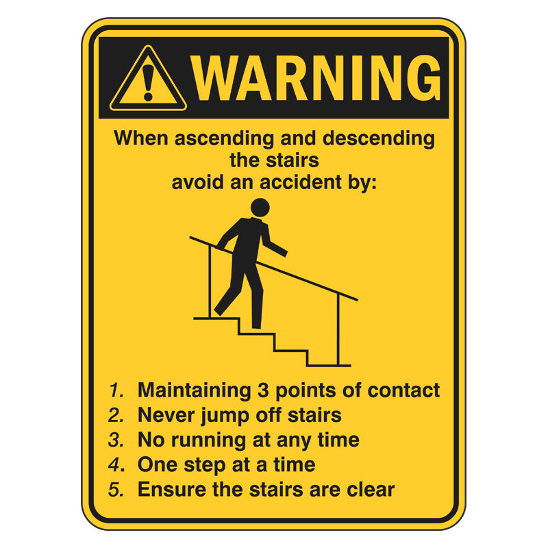Warning Sign - When Ascending And Descending Stairs – Safetysigns.com.au