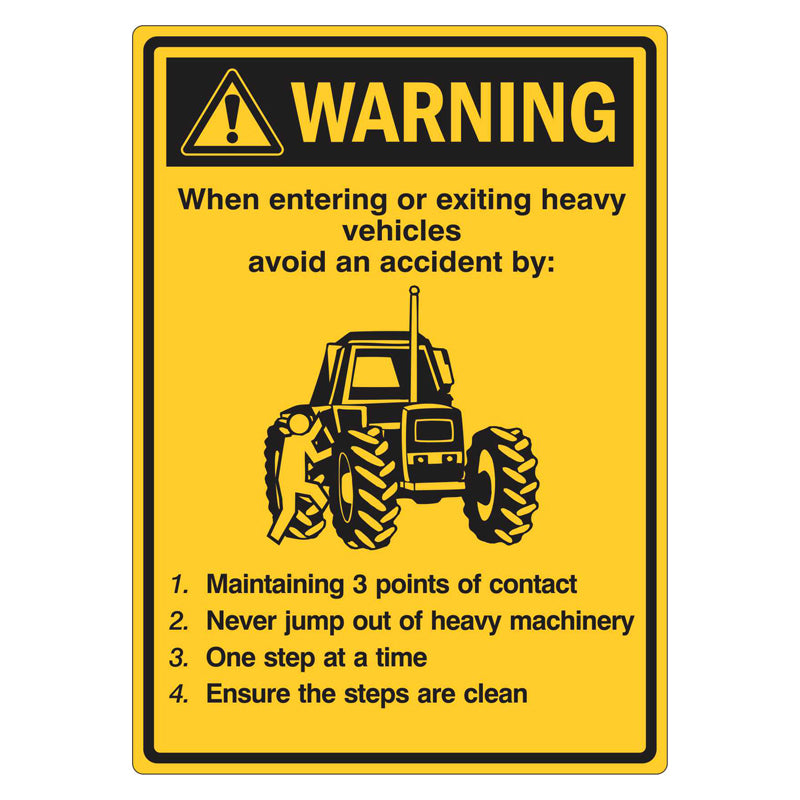 Warning Sign - When Entering Or Exiting Heavy Vehicles 100x140mm ...