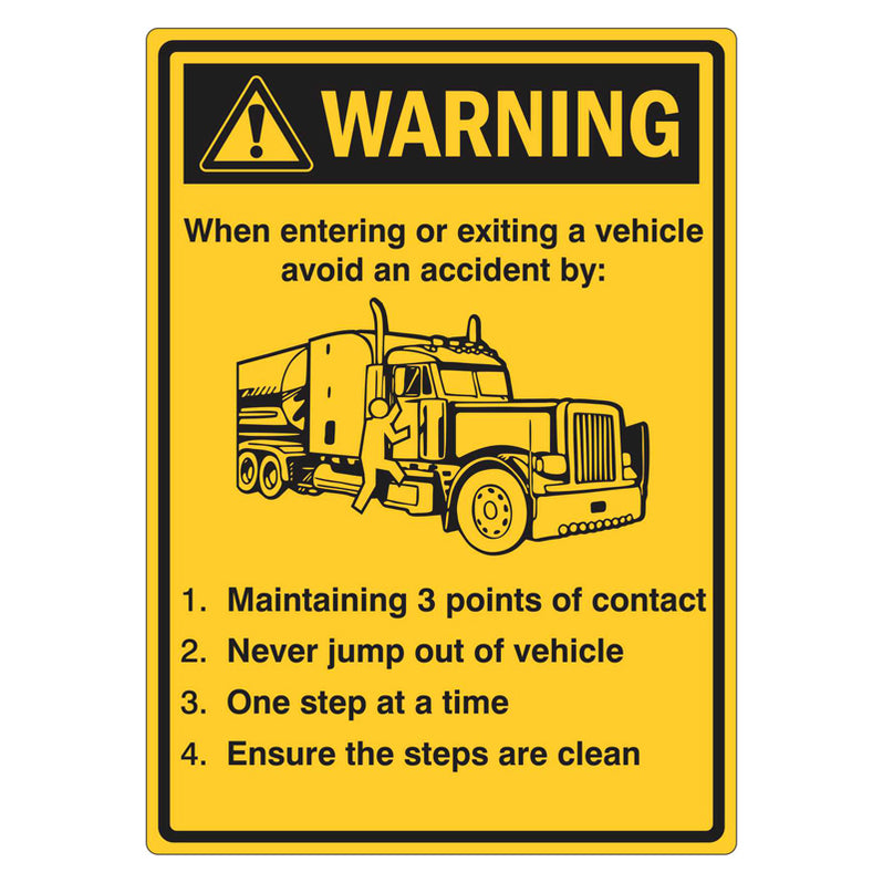 Warning Sign - When Entering Or Exiting A Vehicle 100x140mm Vinyl ...