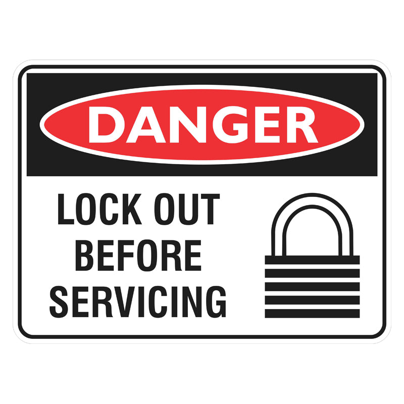 Danger Sign - Lock Out Before Servicing – Safetysigns.com.au