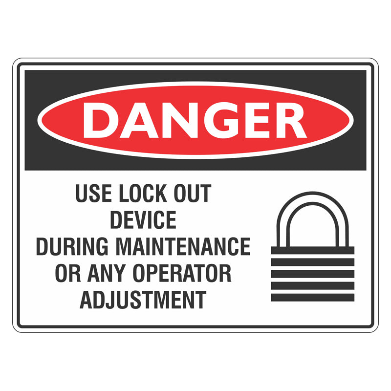 Danger Sign - Use Lock Out Device During Maintenance — Safetysigns.com.au