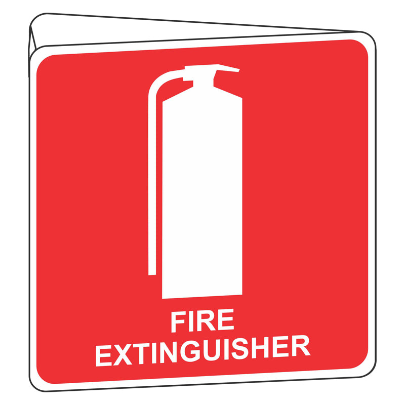 Fire Extinguisher Sign Double Sided 225x225mm Off Wall PP Safety Sign ...