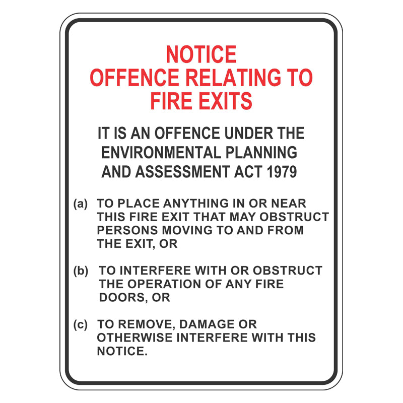 Fire Sign - Offences Relating to Fire Exits — Safetysigns.com.au