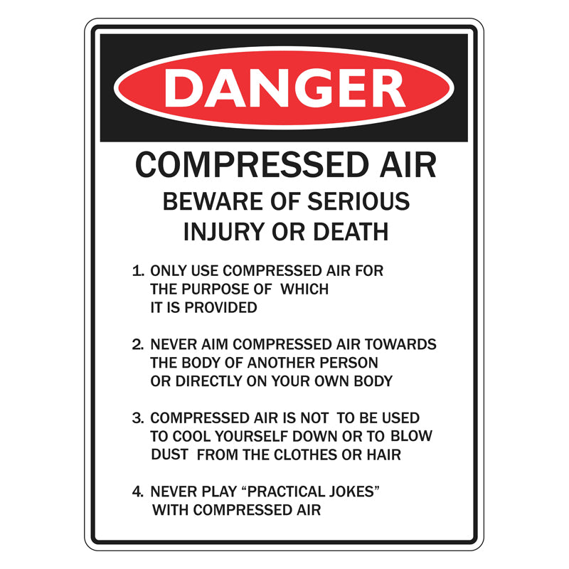 Danger Sign - Compressed Air Beware Of Serious Injury – Safetysigns.com.au