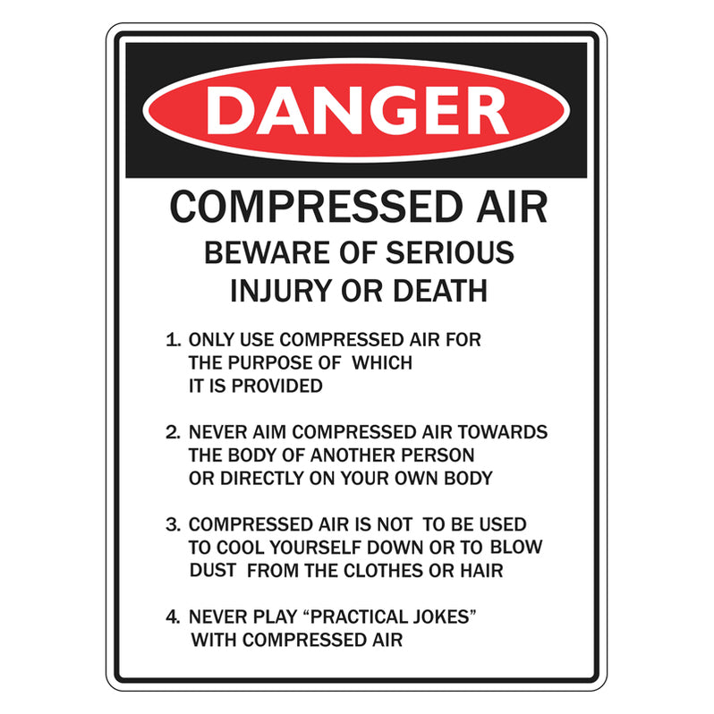 Danger Sign - Compressed Air Beware Of Serious Injury — Safetysigns.com.au