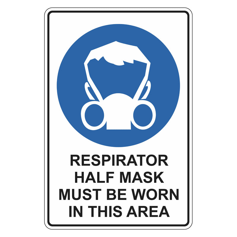 Mandatory Sign - Respirator Half Mask Must Be Worn In This Area ...