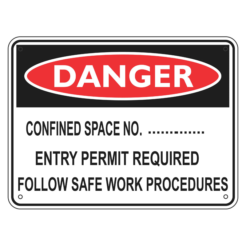 Danger Sign - Confined Space No. Entry Permit Required — Safetysigns.com.au