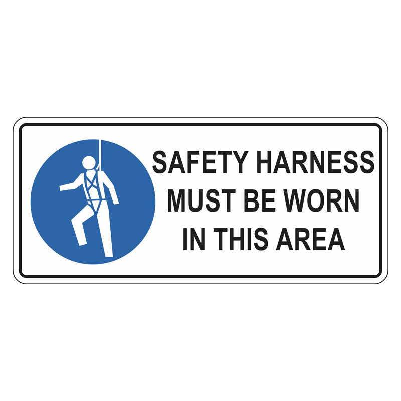 Mandatory Sign - Safety Harness Must Be Worn In This Area 200x450mm ...