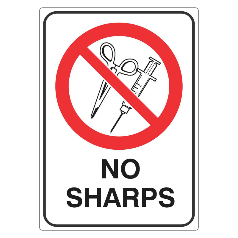 Prohibition Sign - No Sharps — Safetysigns.com.au