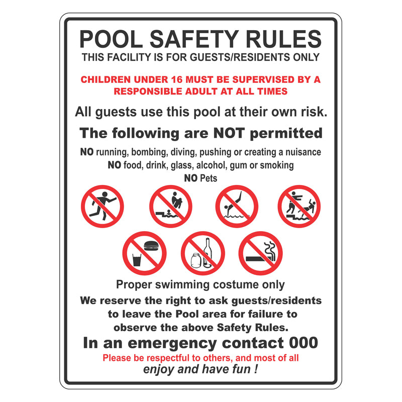 Pool Safety Rules Sign – Safetysigns.com.au