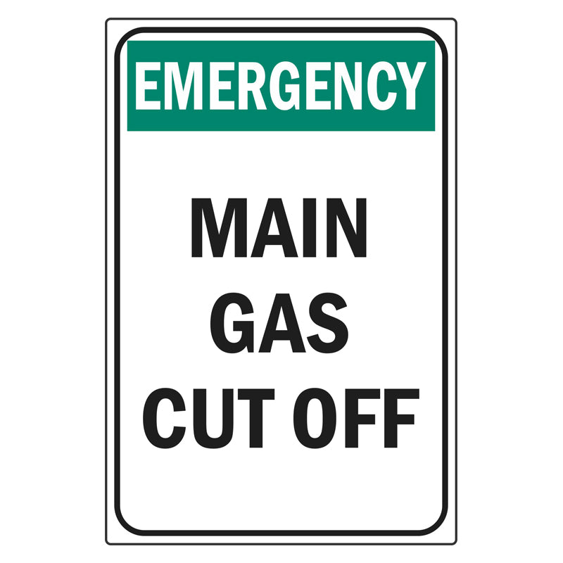 Emergency Sign - Main Gas Cut Off — Safetysigns.com.au