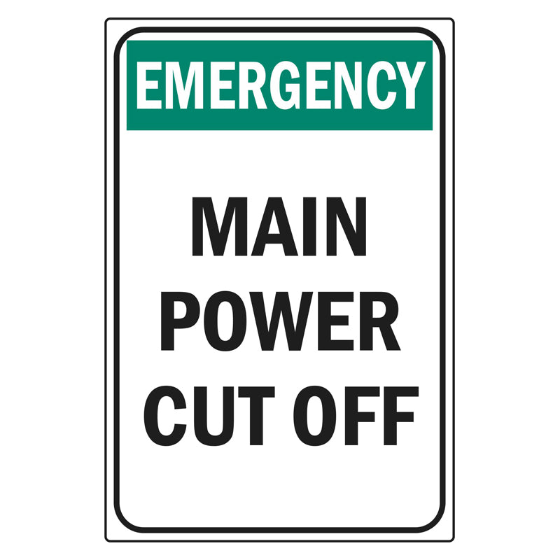 Emergency Sign - Main Power Cut Off – Safetysigns.com.au