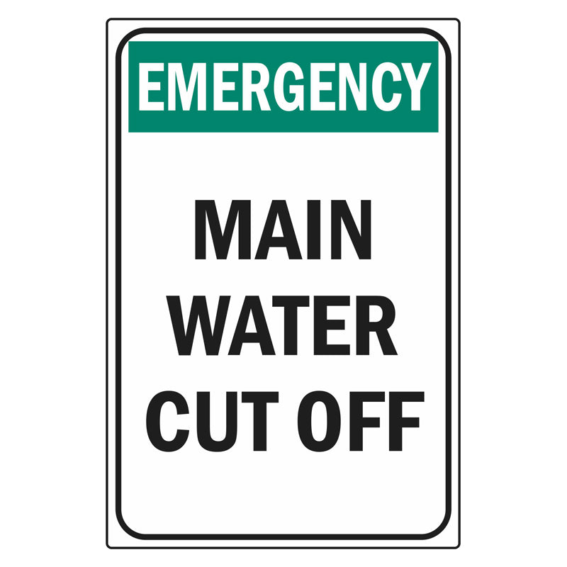 Emergency Sign - Main Water Cut Off – Safetysigns.com.au