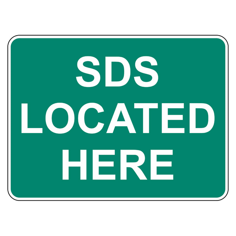 Emergency Sign - SDS Located Here 225x300mm Metal — Safetysigns.com.au