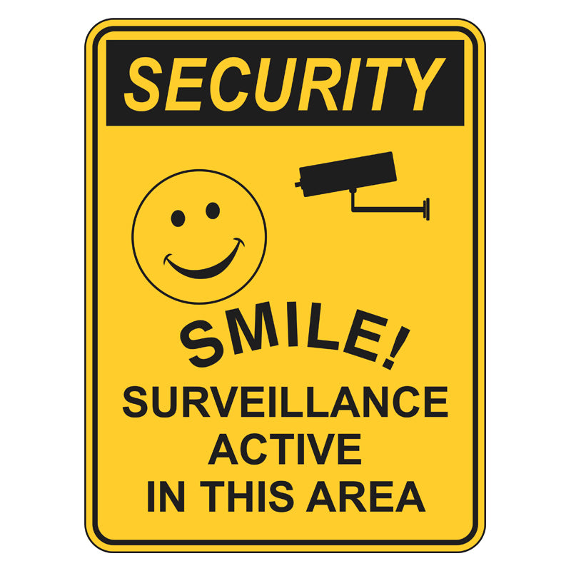 Security Sign - Smile! Surveillance Active In This Area – Safetysigns ...