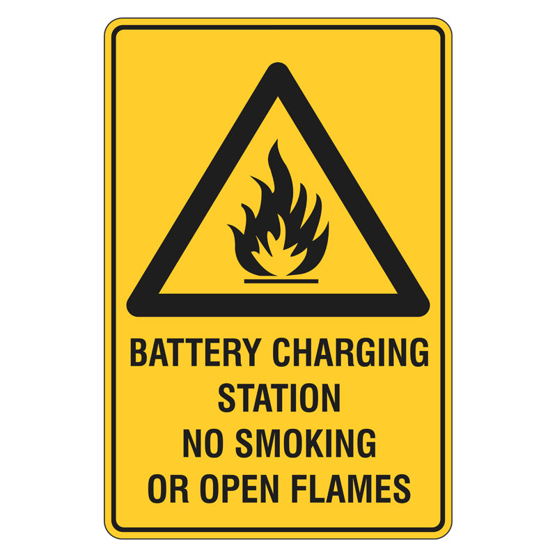 Warning Sign - Battery Charging Station No Smoking Or Open Flames ...