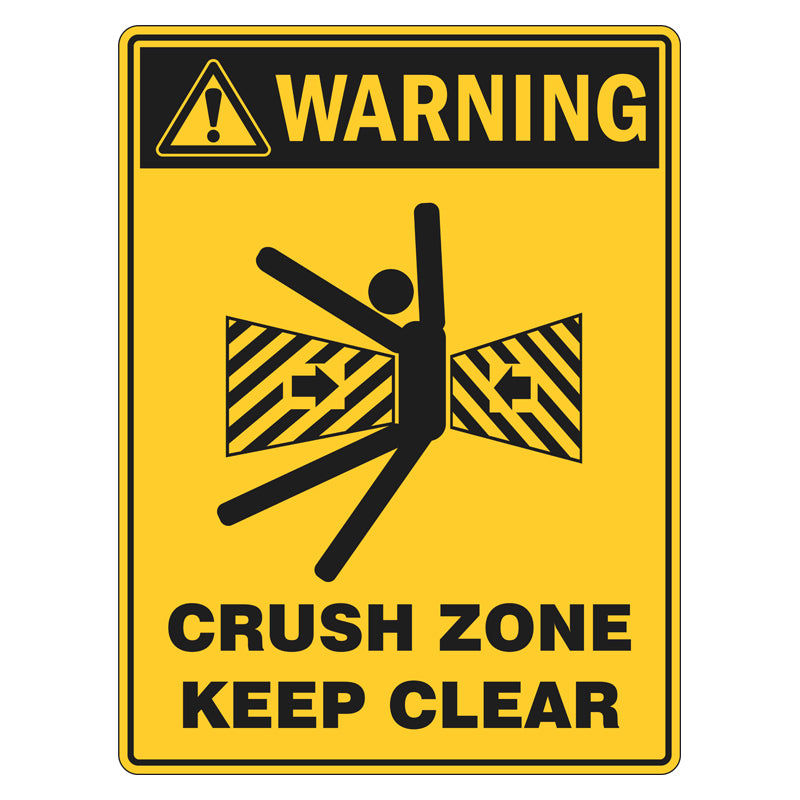 Warning Sign - Crush Zone Keep Clear 450x600mm Metal — Safetysigns.com.au