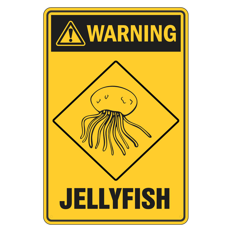 Warning Sign - Jellyfish 300x450mm Metal — Safetysigns.com.au