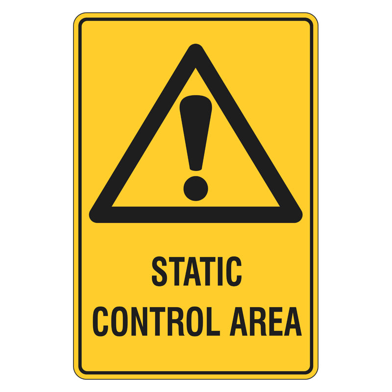 Warning Sign - Static Control Area 300x450mm PP — Safetysigns.com.au