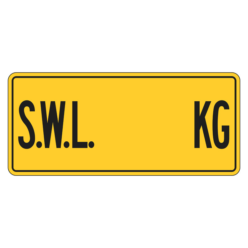 Warning Sign - S.W.L. KG 200x450mm Metal — Safetysigns.com.au