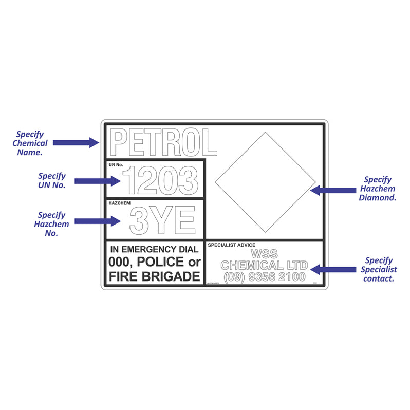 Emergency Information Panel - Customised 820x620mm Metal Tanker Placard ...