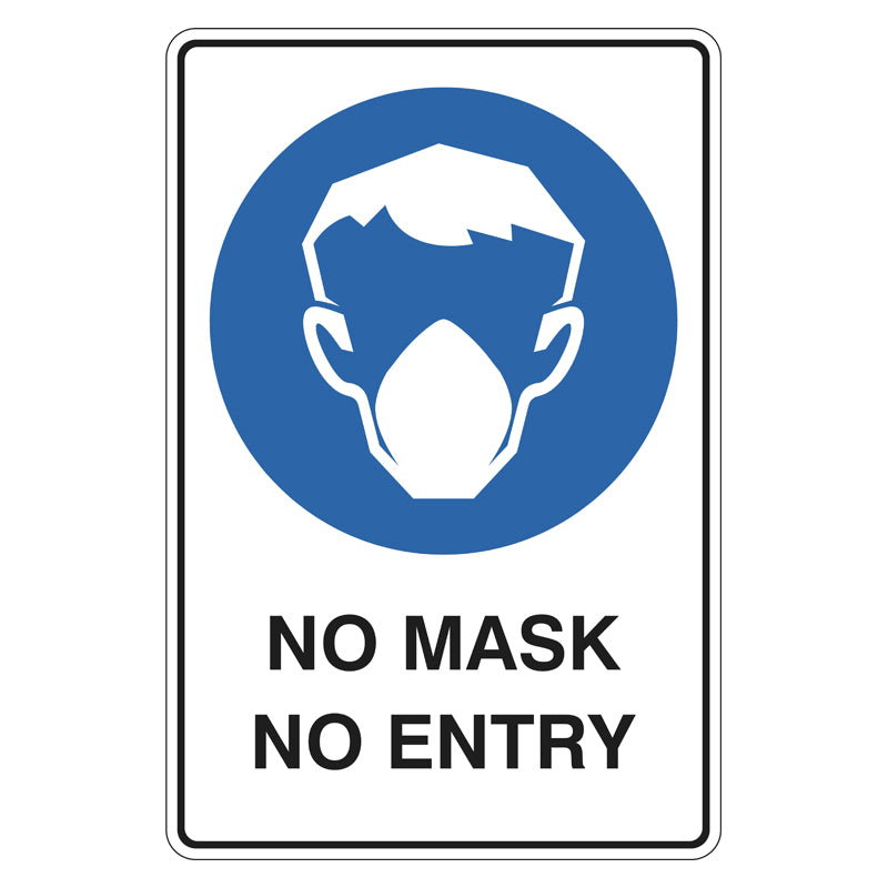 Mandatory Sign - No Mask No Entry | 450x600mm Corflute Safety Sign ...