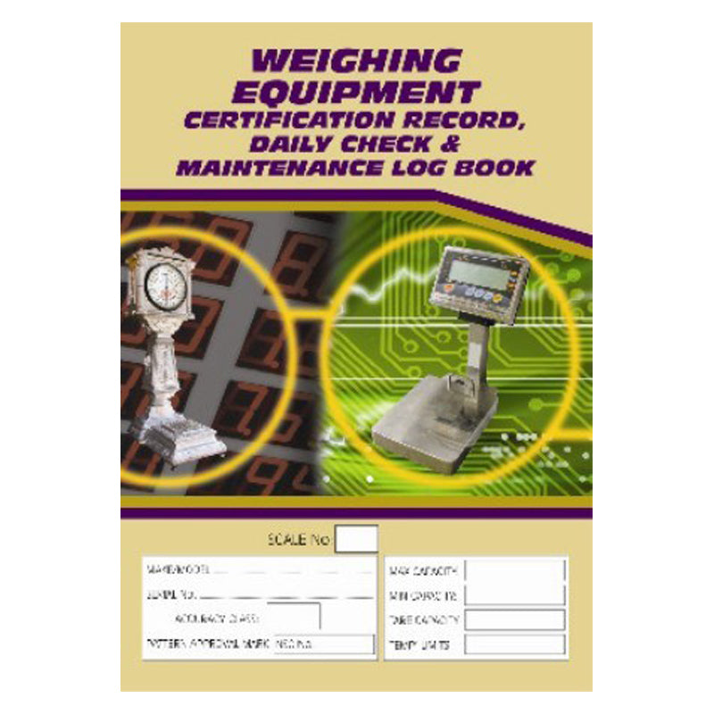 Weighing Equipment Certification Record & Maintenance Log Book, A4 Size ...