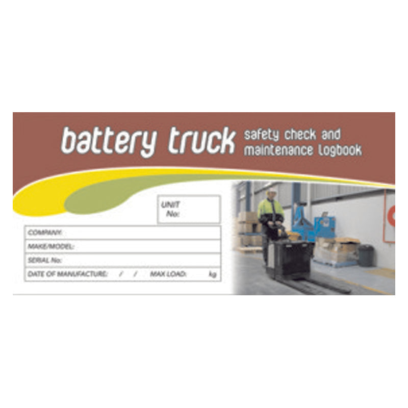 Battery Truck Safety Check & Maintenance Log Book — Safetysigns.com.au