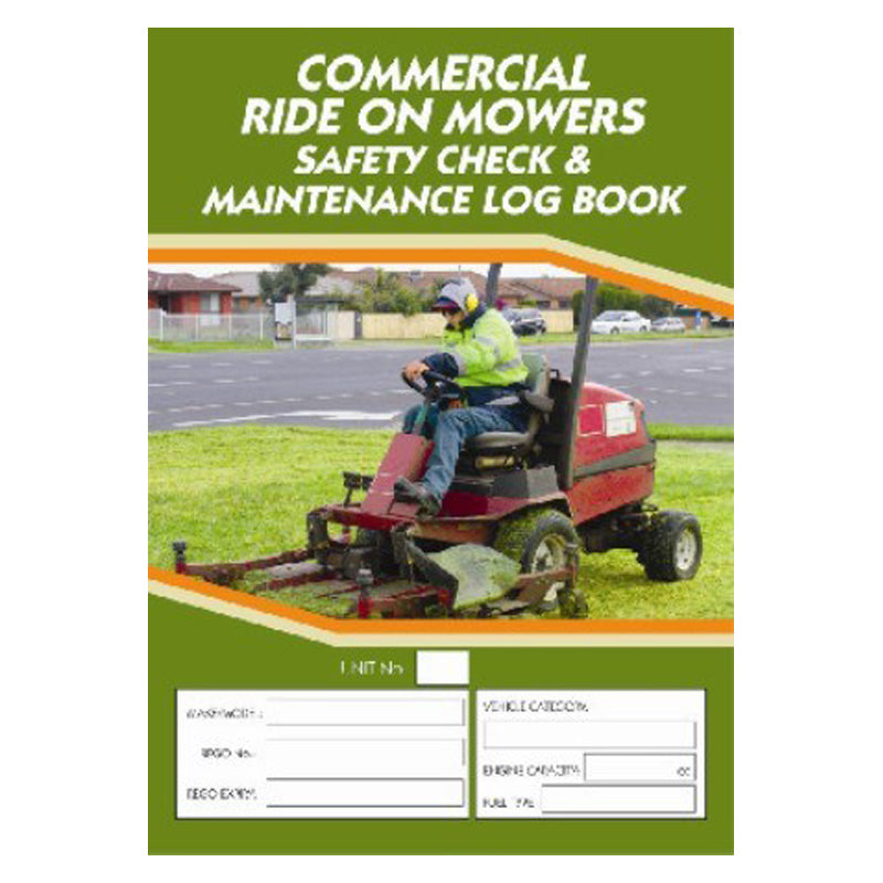 Commercial Ride On Mowers Safety Check & Maintenance Log — Safetysigns ...