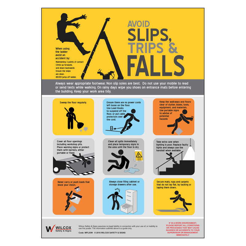 Slips, Trips & Falls Poster – Safetysigns.com.au