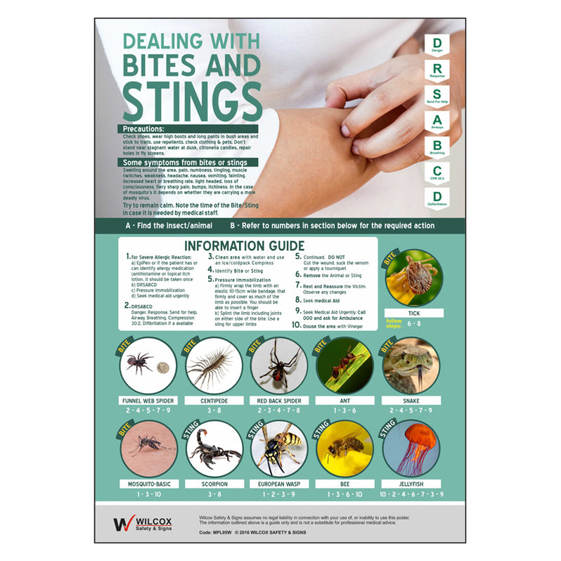 Bites & Stings Poster — Safetysigns.com.au