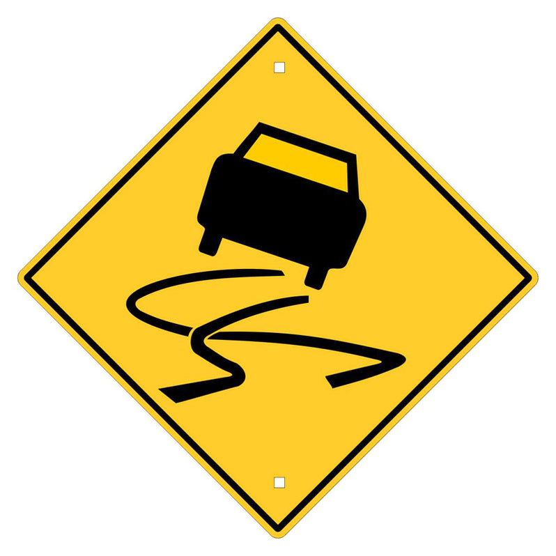 Traffic Sign - Slippery Road 600x600mm Class 1 Reflective Aluminium ...