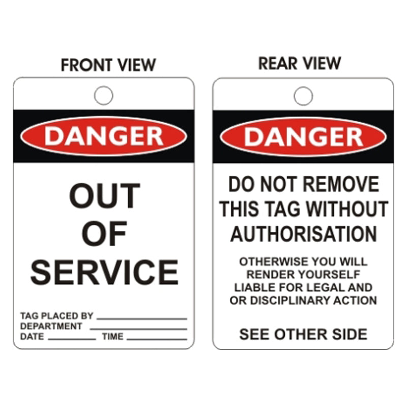 Danger Tags - Out Of Service 100x150mm Cardboard Single Use Pack ...