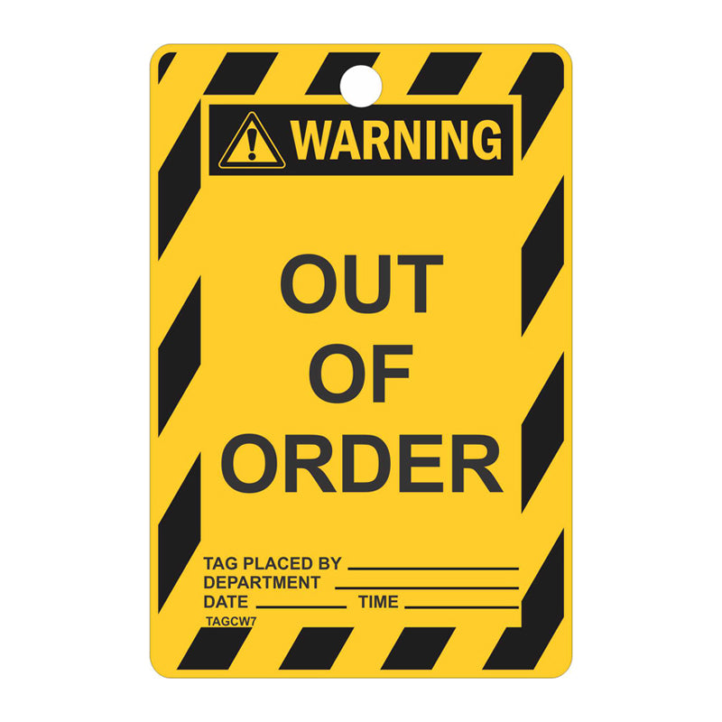 Warning Tags - Out Of Order 100x150mm Cardboard Single Use Pack of 100 ...
