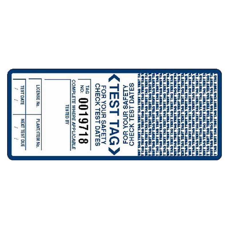 Self Laminating Test Tags With Security Flap - Blue 98x42mm Pack ...